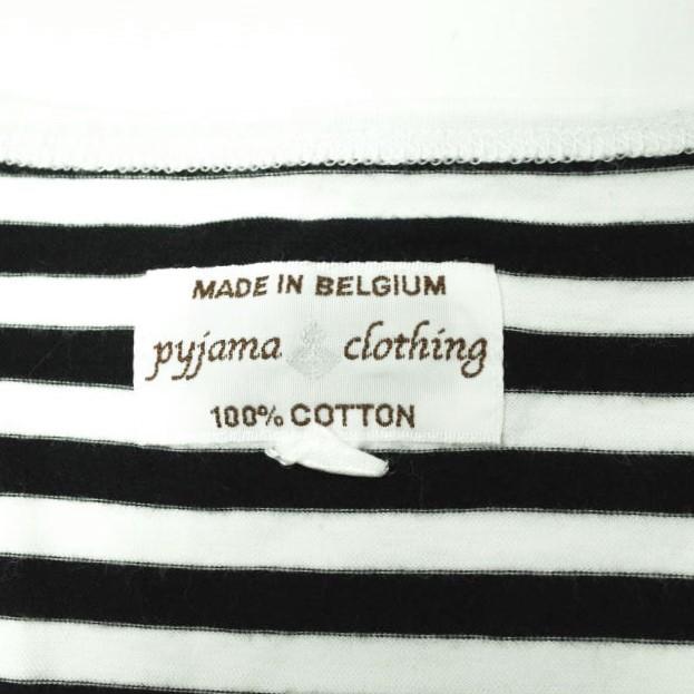 pyjama clothing ピジャマクロージング ベルギー製 Border ?U-Neck Tee ボーダーUネックTシャツ S ブラック ...