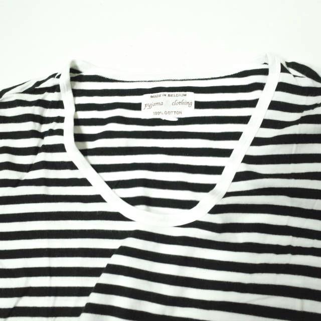 pyjama clothing ピジャマクロージング ベルギー製 Border ?U-Neck Tee ボーダーUネックTシャツ S ブラック ...