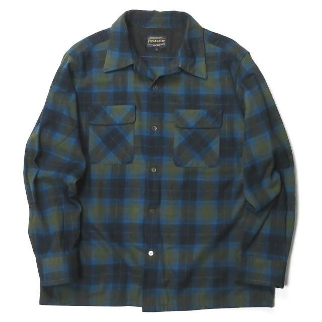 ペンドルトン フォーワンセブン エディフィス PENDLETON x 417 EDIFICE 18AW 別注 ネルチェックオープンカラーシャツ L グリーン/ネイビー 長袖 ワーク ...