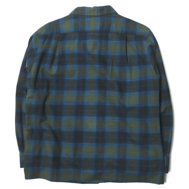 ペンドルトン フォーワンセブン エディフィス PENDLETON x 417 EDIFICE 18AW 別注 ネルチェックオープンカラーシャツ L グリーン/ネイビー 長袖 ワーク ...