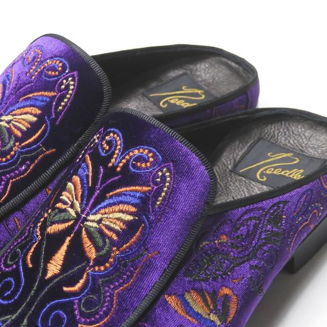 ニードルス Needles 20AW VELVET MULE - PAPILLON EMBROIDERY ニードルス Needles 20AW VELVET MULE - PAPILLON EMBROIDERY