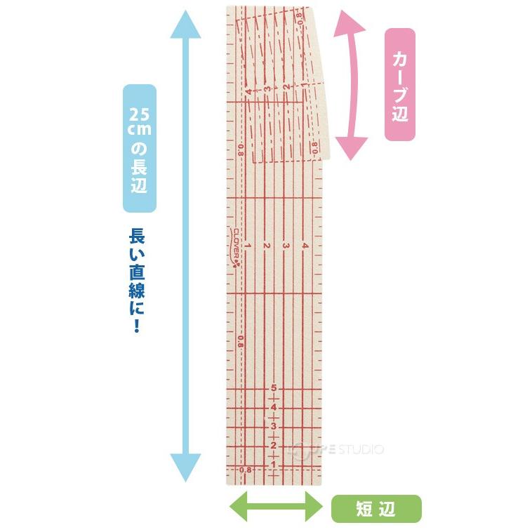 アイロン定規 ロング 25059 Clover クロバー 手芸用品 裁縫 パッチワーク 定規 さし カット 製図 型紙作り しるし付け クローバー :clv-1433:ルーペスタジオ - 通販 ...