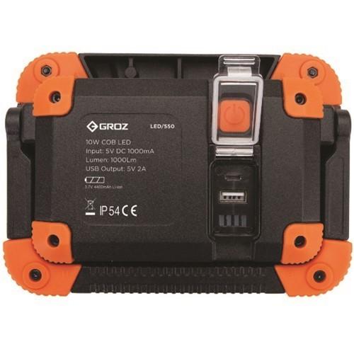 GROZ 充電式LED投光器 10W COB [LED/550] LED550 販売単位：1 送料無料 :TRS-C5F9:ルーペスタジオ - 通販 - Yahoo!ショッピング