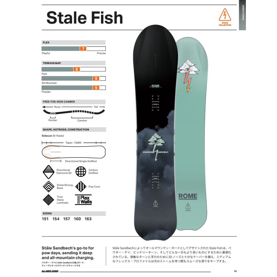 ROME * 160 STALE FISH 25-26 ローム コニタン 3D パウダー バンクド カービング SNOWBOARD ...