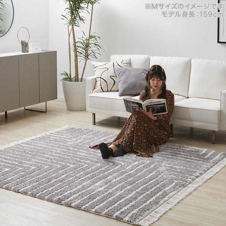 LOWYA ラグ フリンジ付き 200×250 Lサイズ 柄 高級感 カーペット 絨毯 滑り止め付き オシャレ ホットカーペット カバー 床暖 対応 おしゃれ 一人暮らし : LOWYA(ロウ ...