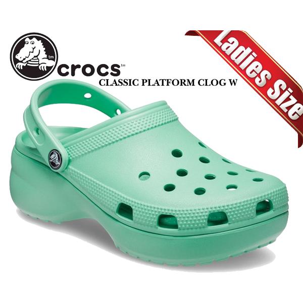 crocs クロックス クラシック プラットフォーム クロッグ ウィメンズ CLASSIC PLATFORM CLOG W JADE STONE 206750-3ug ジェイド 厚底 サンダル ...