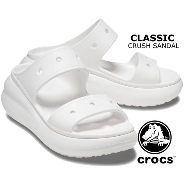 crocs（クロックス） クラシック クラッシュ サンダル crocs CLASSIC CRUSH SANDAL WHITE 207670 ...