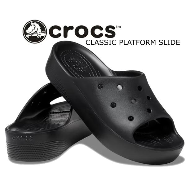 crocs（クロックス） クラシック プラットフォーム スライド crocs CLASSIC PLATFORM SLIDE BLACK ...