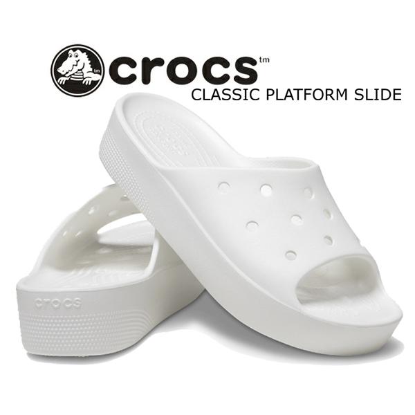 crocs（クロックス） クラシック プラットフォーム スライド crocs CLASSIC PLATFORM SLIDE WHITE ...