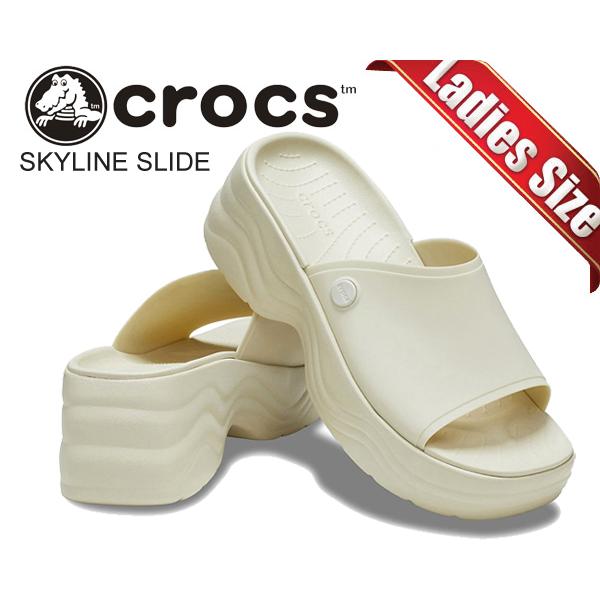 crocs クロックス スカイライン スライド SKYLINE SLIDE BONE 208182-2y2 ウィメンズ サンダル 厚底 ...