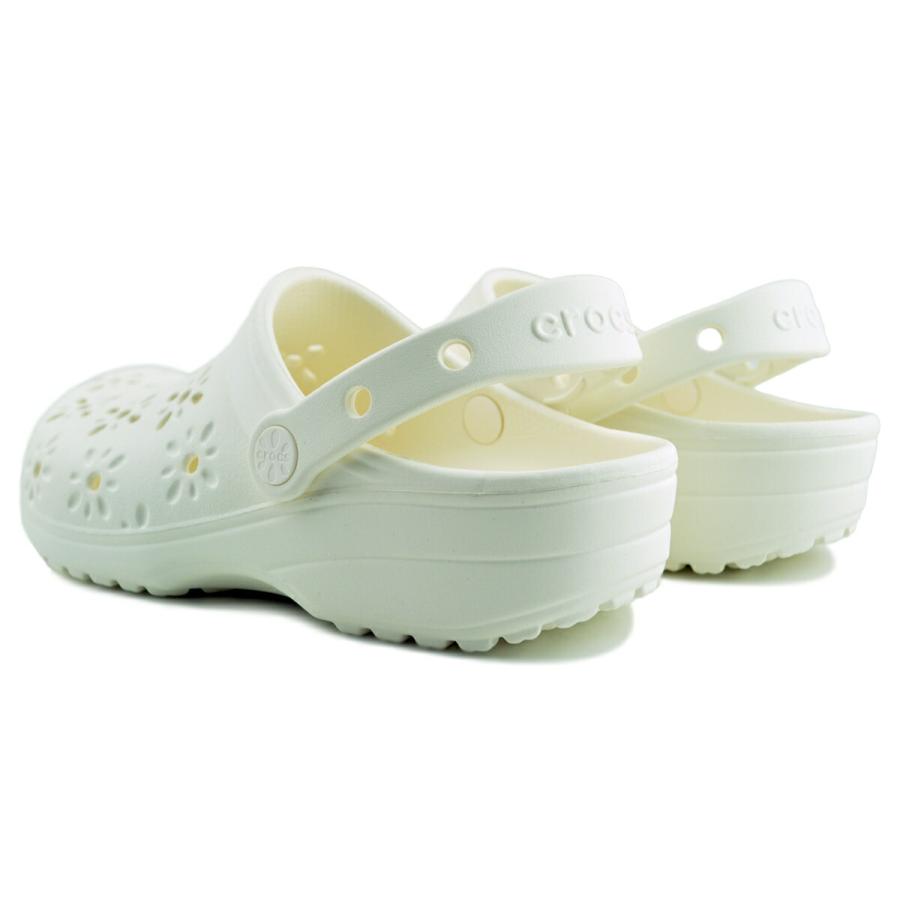 クロックス クラシック フローラルカットアウト クロッグ crocs CLASSIC FLORAL CUT OUT CLOG CHALK ...