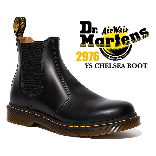 Dr.Martens ドクターマーチン イエローステッチ チェルシーブーツ 2976 YS CHELSEA BOOT SMOOTH BLACK 22227001 Yellow Stitch ...