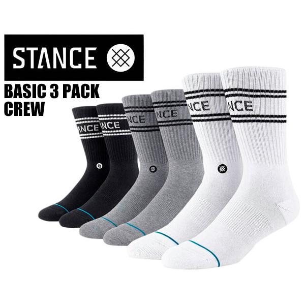 STANCE スタンスソックス 3足パック BASIC 3 PACK CREW MULTI a556d20sro-mul 靴下 クルーソックス ブラック ホワイト グレー : LTD ...