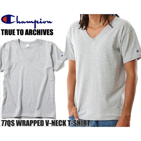 Champion チャンピオン トゥルートゥーアーカイブス 77QS VネックTシャツ TRUE TO ARCHIVES WRAPPED V-NECK T-SHIRT OXFORD GREY ...