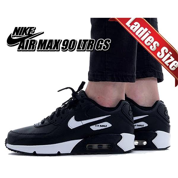 NIKE ナイキ エアマックス 90 レザー ガールズ AIR MAX LTR (GS) black/white-black cd6864 ...