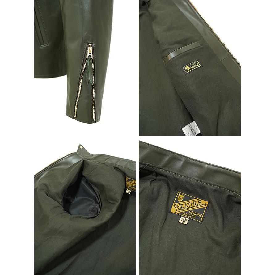 限定モデル Y'2 LEATHER（ワイツーレザー） PR-64 ヴィンテージホースライトシングルライダースジャケット OLIVE アメカジ メンズ レザージ… : Lua Shopping ...