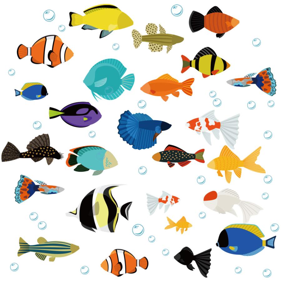 ウォールステッカー アクアリウム 日本製 熱帯魚 グッピー ウォールステッカー アクアリウム 日本製 熱帯魚 グッピー