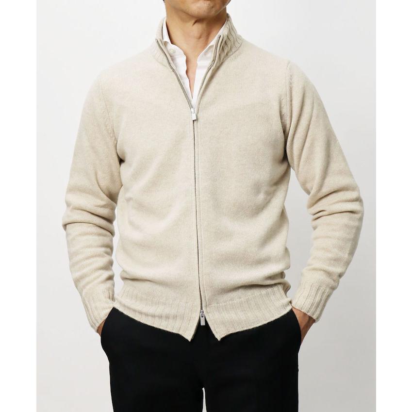 フィリッポ デ ローレンティス / FILIPPO DE LAURENTIIS / スタンドカラー ZIP UP ニット / 7ゲージ / ウール カシミヤ / 返品・交換可能 ...