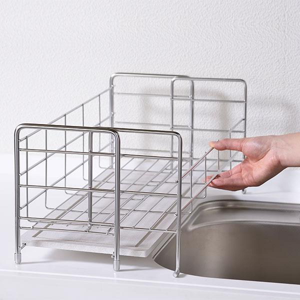 水切りラック スライドタイプ ビーワースセレクション bwsSELECTION 水切りかご 珪藻土 水切り キッチン ビーワーススタイル : Lucida - 通販 - Yahoo!ショッピング
