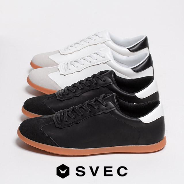 SVEC スニーカー メンズ 白 黒 おしゃれ 白スニーカー ジャーマントレーナー ジャーマン ローカット カジュアルシューズ ミリタリー レースアップ ブラック ホワイト : TTCLUB ...
