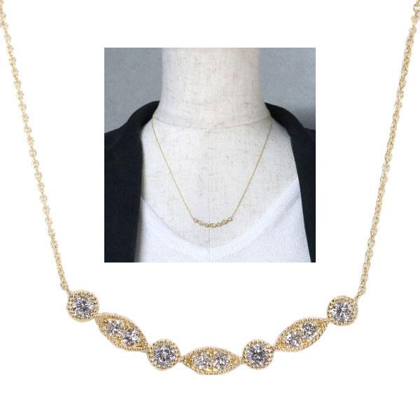 ダイヤモンド ネックレス 0.340ct K18 U字ライン スマイルデザイン /白・透明(ホワイト)/セレクションジュエリー・新品/届10/1点もの : LuckJewelラックジュエル ...