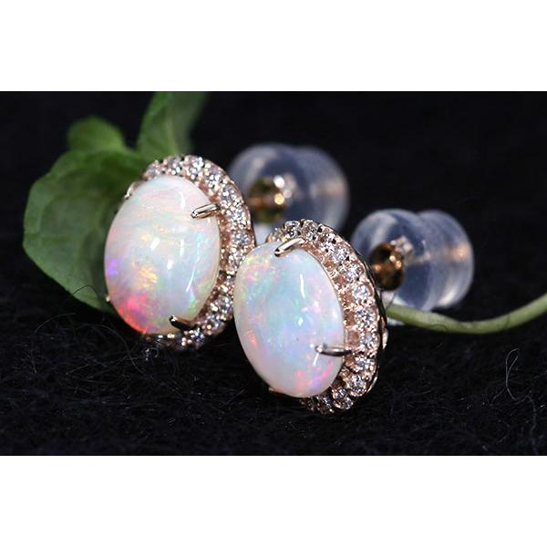 K18 ◯オパール✨ダイヤ0.06ct×2個✨ ◯ダイヤ巻きオパール K18 ◯オパール✨ダイヤ0.06ct×2個✨ ◯ダイヤ巻きオパール