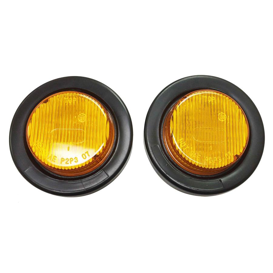 【並行輸入品】LIBRA Set of 2 Amber 2" Round LED Trailer Side Clearance Light w ...