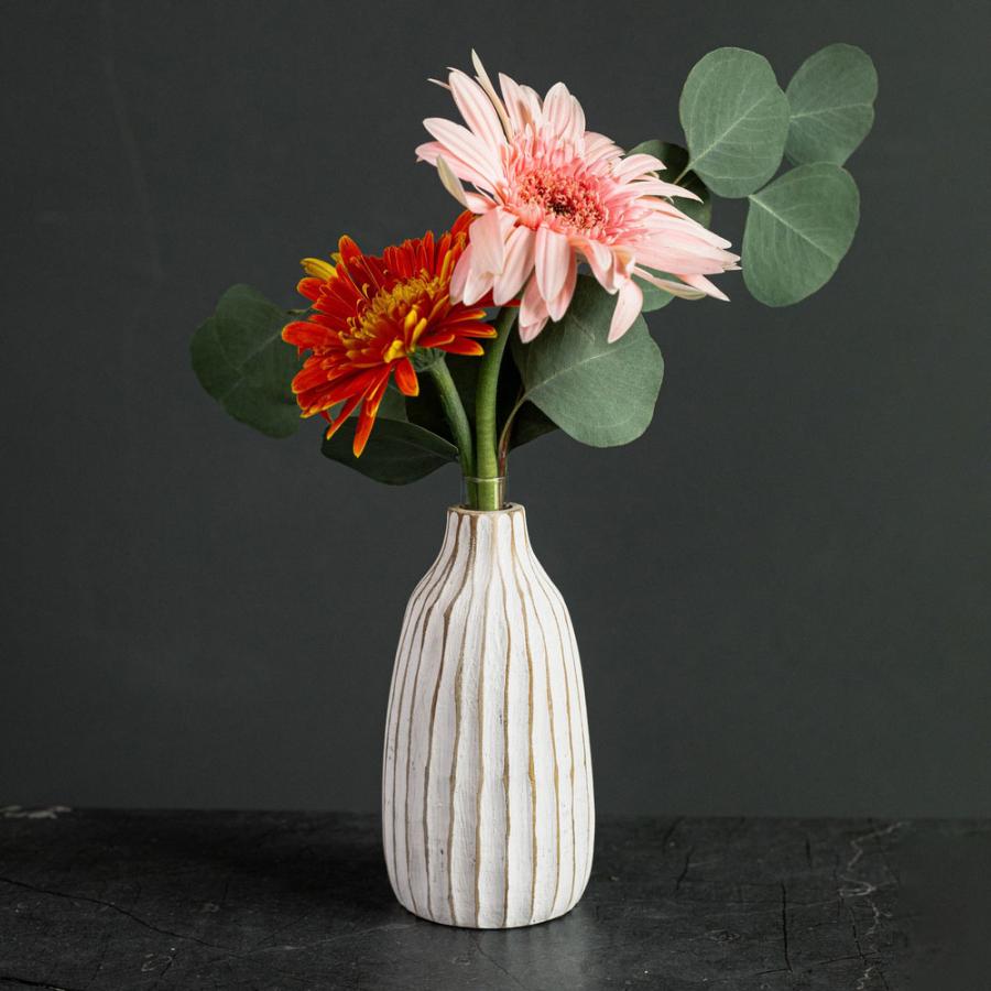 white Flower vase shinogi CB-104 一輪挿し おしゃれ フラワーベース 花瓶 花びん かびん 花器 一輪ざし ミニサイズ 小さめ : BACKYARD ...