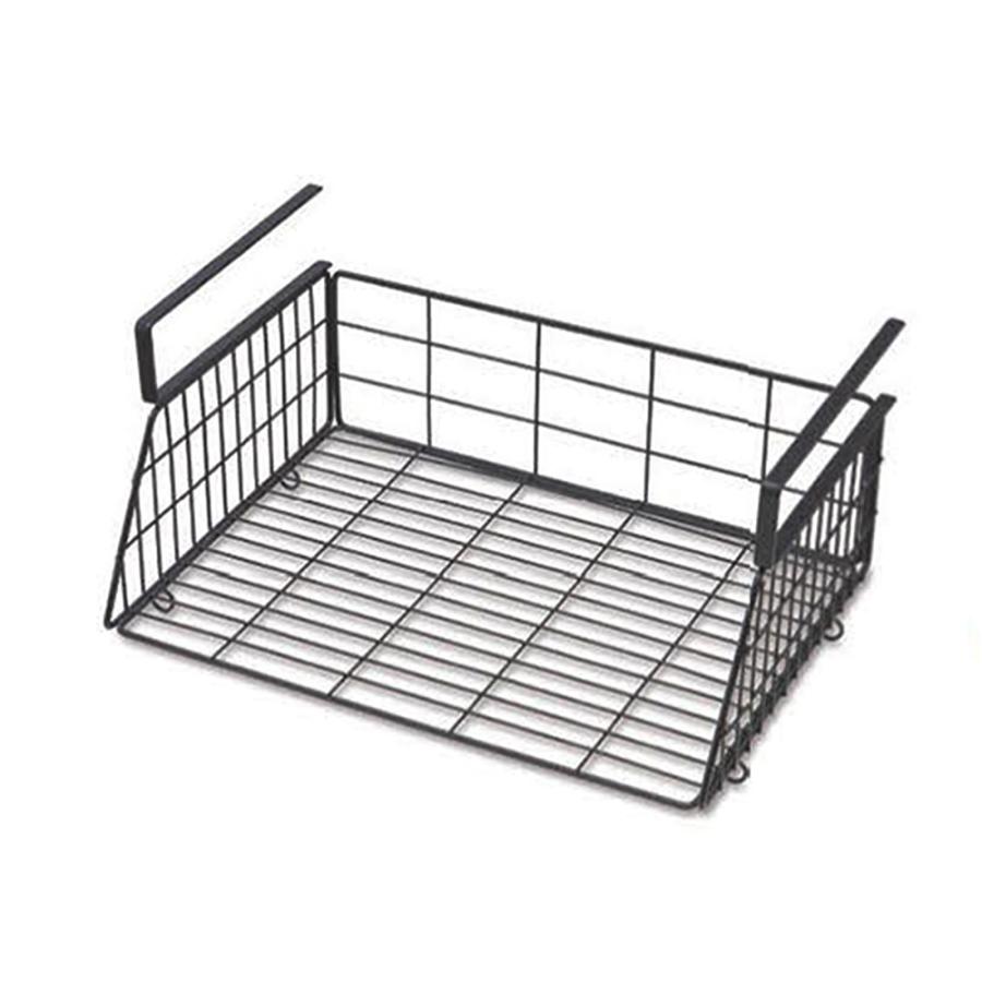 ☆ ブラック ハンギングバスケット 吊り戸棚 ラック 洗面所 戸棚下収納 吊り下げ 収納ラック 戸棚下 w36.5cm×D25cm×H17.5cm : BACKYARD FAMILY 雑貨 ...