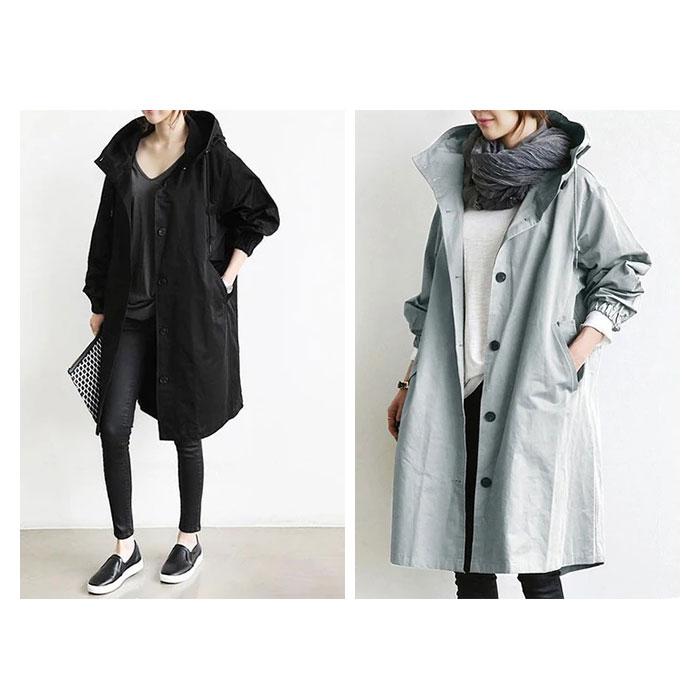 ☆ ブルー ☆ Mサイズ ☆ トレンチコート lywocoat3 トレンチコート レディース スプリングコート アウター ロングコート フード付きコート : lywocoat3-msize ...