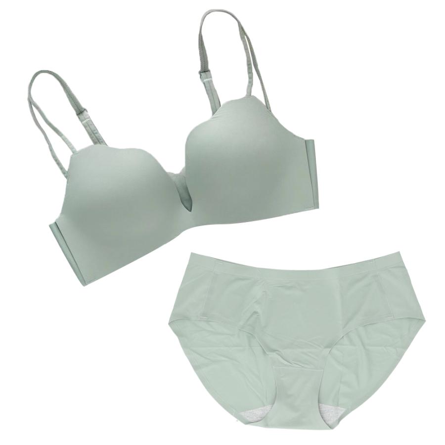 ☆ ライトグリーン 85B 谷間キープ ノンワイヤーブラジャー＆ショーツ mmpbr0517b2 盛れる 谷間 ブラ ノンワイヤー : BACKYARD FAMILY 雑貨タウン - 通販 ...