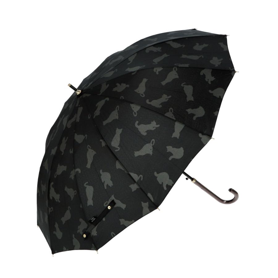 ☆ シルエットキャットBLACK 傘 レディース ジャンプ 通販 55cm グラスファイバー 12本骨 長傘 雨傘 雨具 丈夫 natural basic ナチュラル : BACKYARD ...