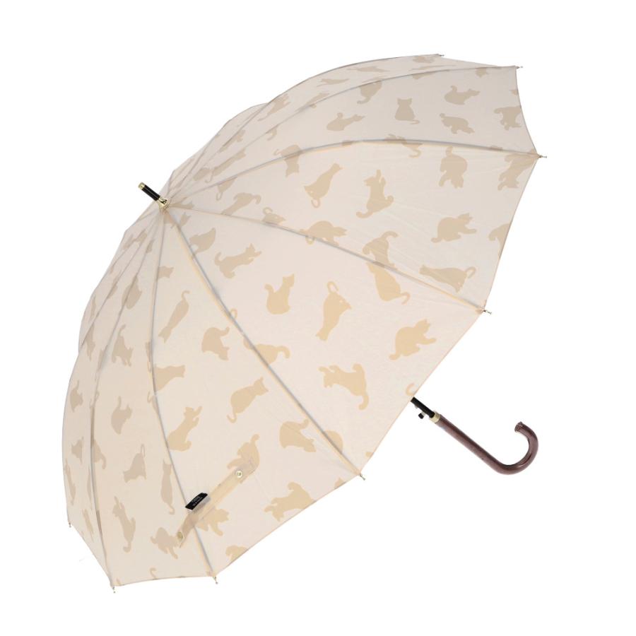 ☆ シルエットキャットIVORY 傘 レディース ジャンプ 通販 55cm グラスファイバー 12本骨 長傘 雨傘 雨具 丈夫 natural basic ナチュラル : BACKYARD ...