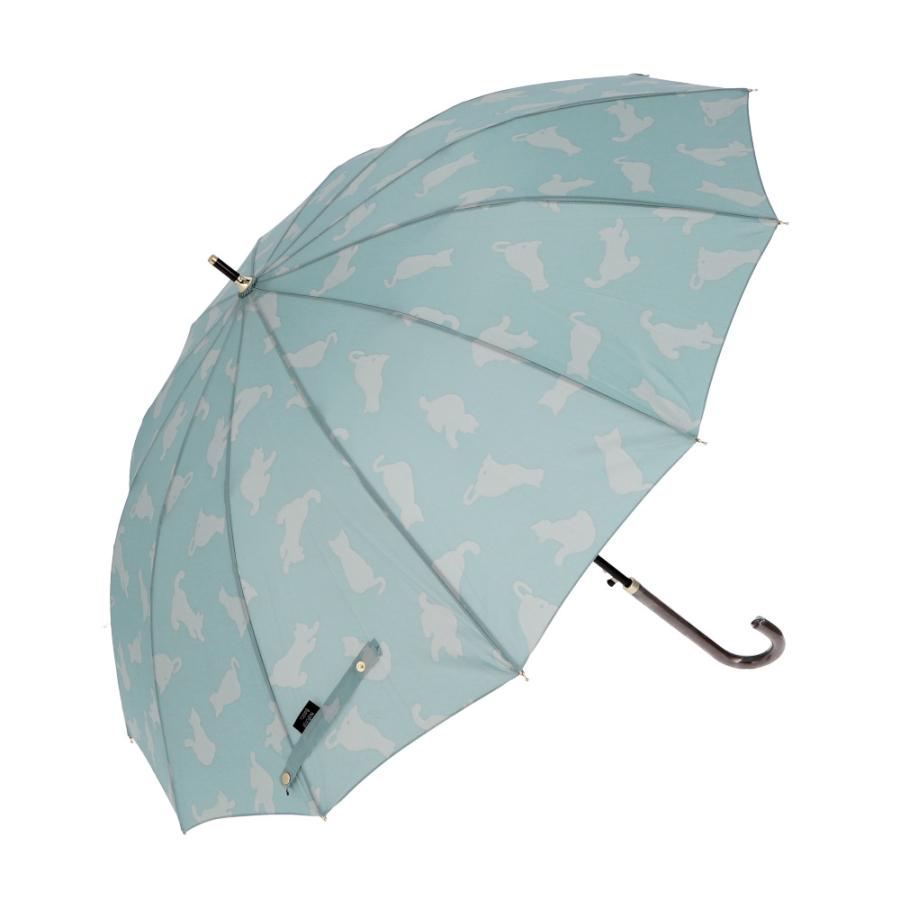 ☆ シルエットキャットSMOKEGREEN 傘 レディース ジャンプ 通販 55cm グラスファイバー 12本骨 長傘 雨傘 雨具 丈夫 natural basic ナチ : BACKYARD ...