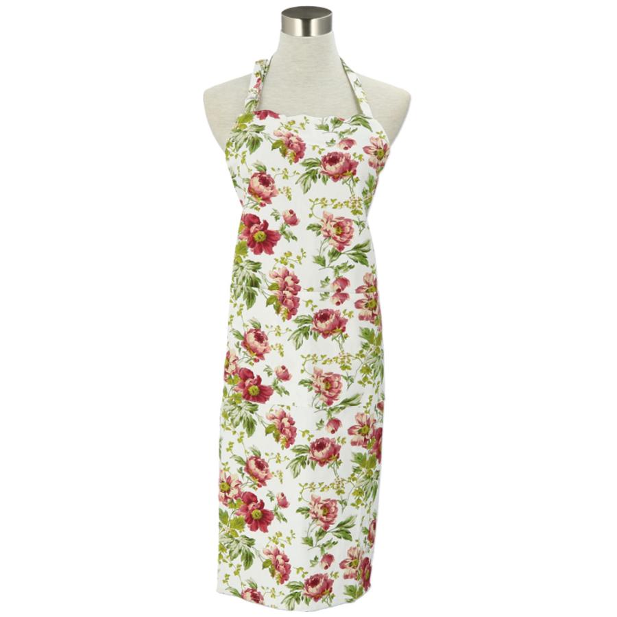 ☆ 花柄レッド.ネックタイプ エプロン おしゃれ 大人 通販 前結び 花柄 レディース かわいい ローズ 保育士 可愛い 女性 母の日 ...