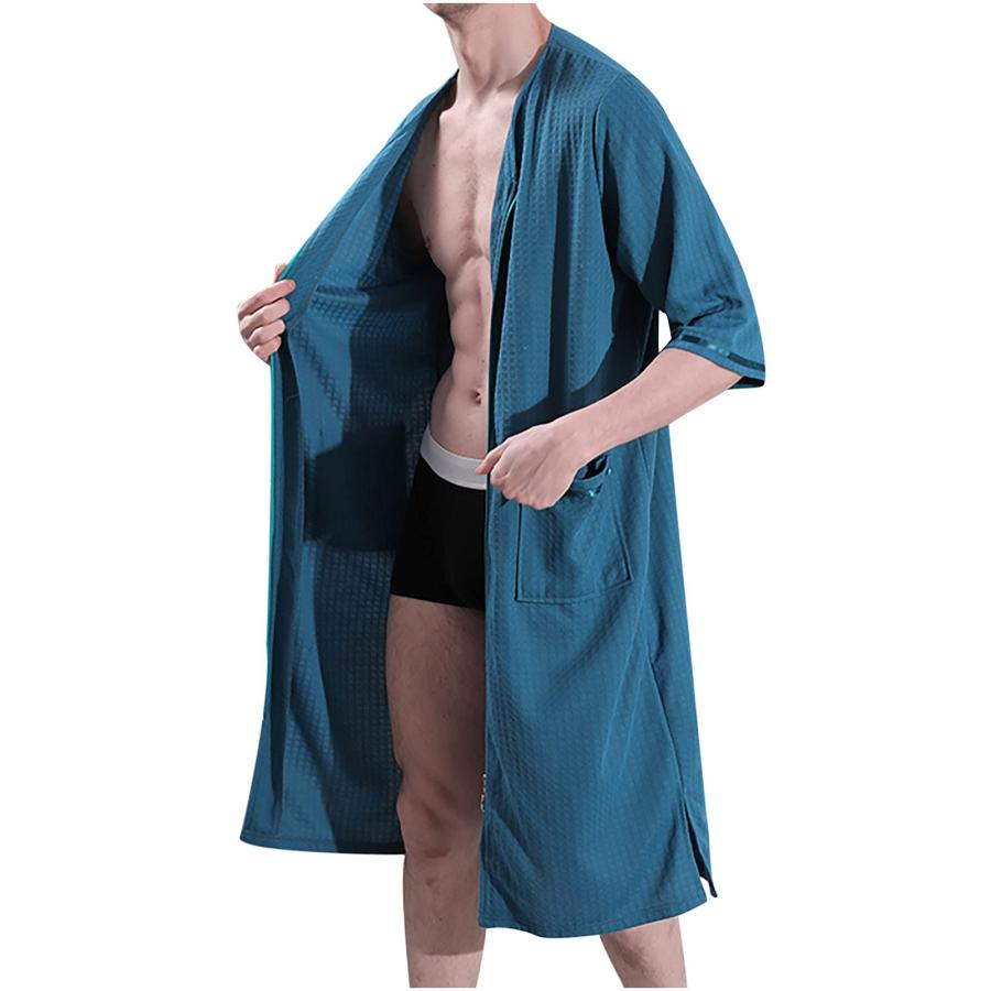 tuduoms Men's Robe Cotton Bathrobes Weave Lightweight Terry Clot 並行輸入品 ...