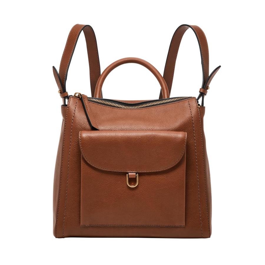 Fossil Women's Parker Leather Mini Backpack Purse Handbag, Brown 並行輸入品 ...