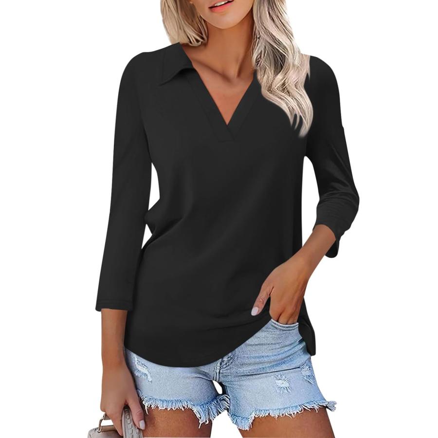 Generic Tee Shirts Womens 3/4 Sleeve Tops Women's Casual 3/4 Sle 並行輸入品 ...