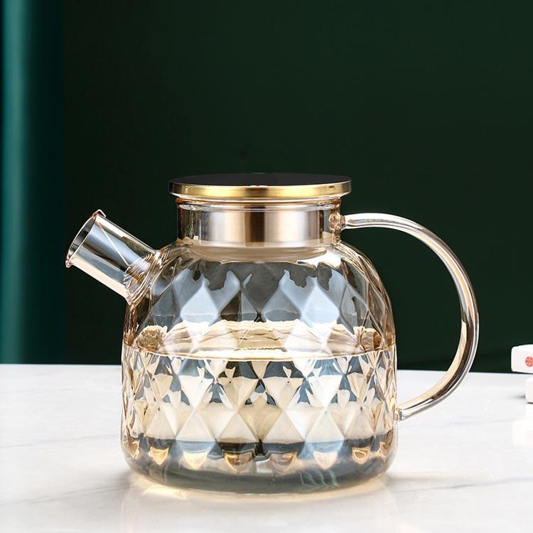 1300ml 大容量 ステンレス茶こし一体型蓋 1700ml ティーポット 洗いやすい ガラスポット ホウケイ酸ガラス 直火 水だし ガラスピッチャー : Lucky Story - 通販 ...