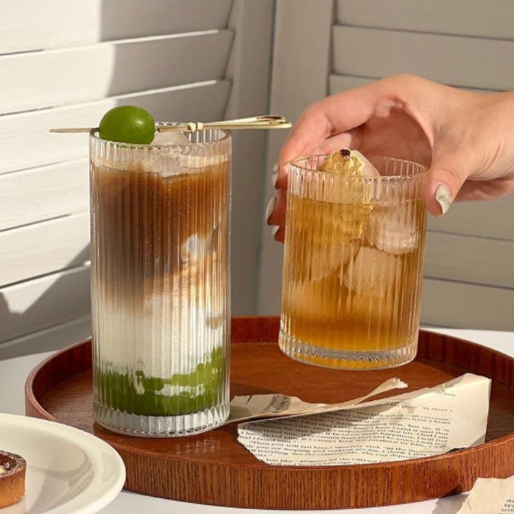 グラス ガラス コップ タンブラー 250ml 370ml 2個セット ストライプ柄 おしゃれ ロックグラス ガラスカップ ガラスコップ 大きめ クリ : Lucky Story - 通販 ...