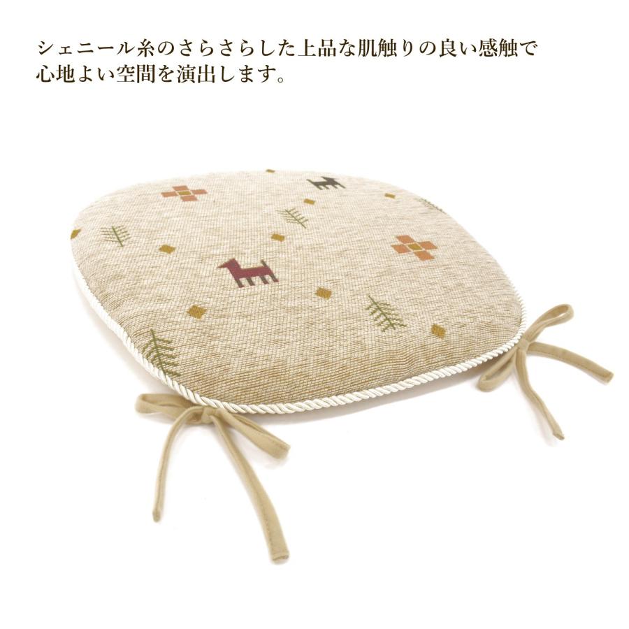 シートクッション 4枚セット 43×41cm （ポート） ギャベ柄 ベージュ ジャガード シェニール 椅子用クッション 紐付き : るるべ - 通販 - Yahoo!ショッピング