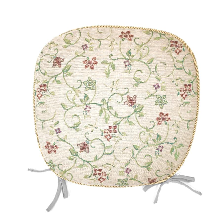 シートクッション 4枚セット 43×41cm （ジャガード） アンティーク ブルー ベージュ ネイビー 花柄 バテイ 椅子用 紐付き : るるべ - 通販 - Yahoo!ショッピング