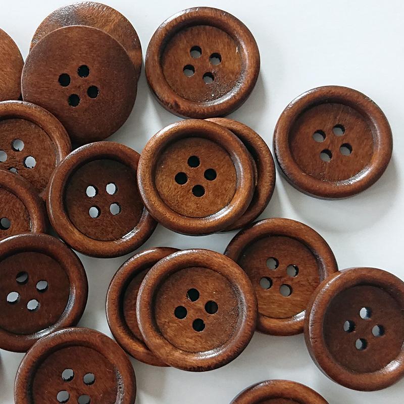 ウッドボタン シンプル 25mm 100個（ダークブラウン）ab-361e : ルルルマーケット - 通販 - Yahoo!ショッピング