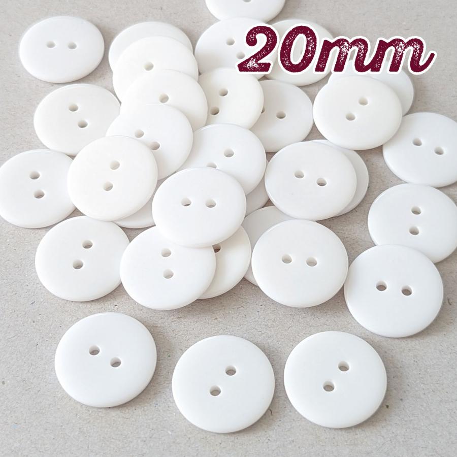 プラスチックボタン 20mm 20個（2つ穴ホワイト） ab-456 : ab-456 : ルルルマーケット - 通販 - Yahoo!ショッピング