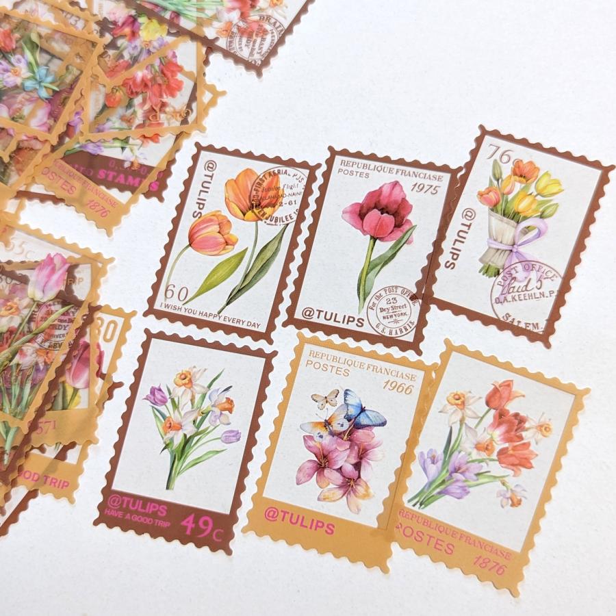 切手型塩ビシール 40枚／フラワー・ピンク ab-471 : ルルルマーケット - 通販 - Yahoo!ショッピング