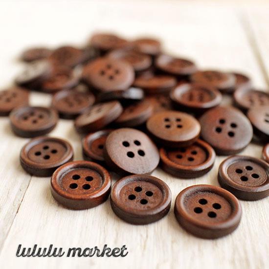 ウッドボタン シンプル 15mm 30個（ダークブラウン） ar-093 : ルルルマーケット - 通販 - Yahoo!ショッピング