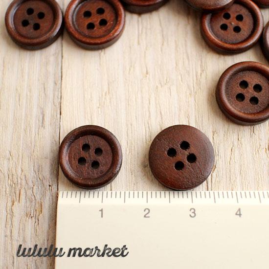 ウッドボタン シンプル 15mm 30個（ダークブラウン） ar-093 : ルルルマーケット - 通販 - Yahoo!ショッピング