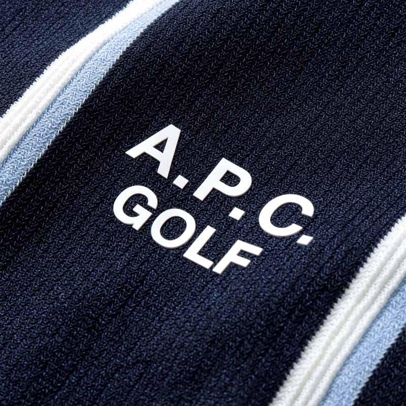 A.P.C. GOLF / アーペーセー ゴルフ コットンナイロンジャカードニットジャージーストライプ半袖スナップボタンシャツ(CDM4443) （ネイビー×ブルー×ホワイト） : ルネ ...