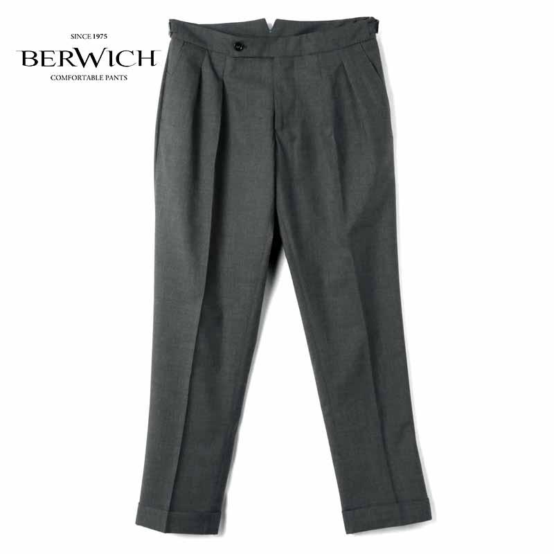 BERWICH / ベルウィッチ CANONICO社製ウールトロピカルサイドアジャスター付き2プリーツパンツ(SCOTCH/VB101) （メランジダークグレー） : ルネドメニカ ヤフー ...
