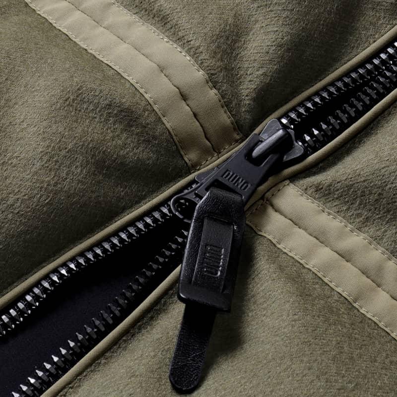 DUNO / デュノ ウールギャバジン×ポリエステル異素材コンビネーションフーデッドダウンジャケット(PALM/PRATO/SATU) （オリーブ×ダークベージュ） : dun2470071 ...